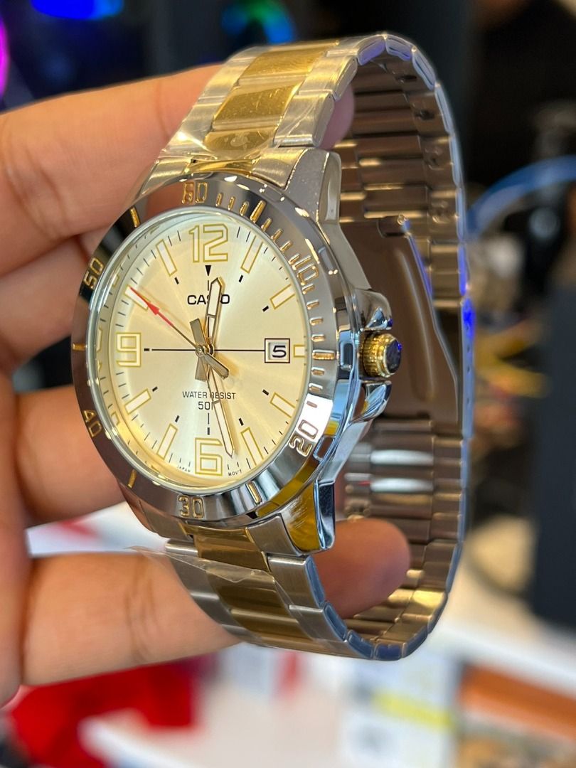 CASIO Analog Two Tone Stainless Steel Men's Watch ( Gold Dial Panerai ...