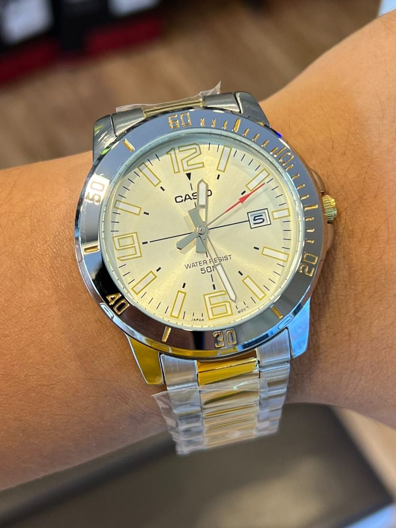 CASIO Analog Two Tone Stainless Steel Men's Watch ( Gold Dial Panerai ...