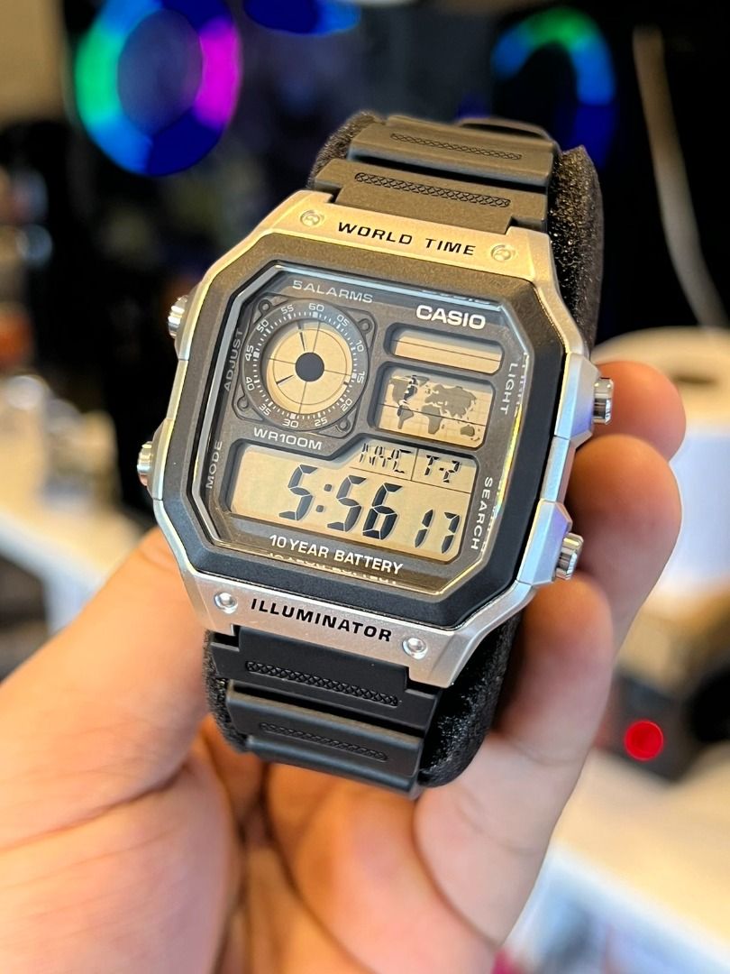 CASIO World Time Digital Resin Band Unisex Watch AE-1200WH-1C (US ...
