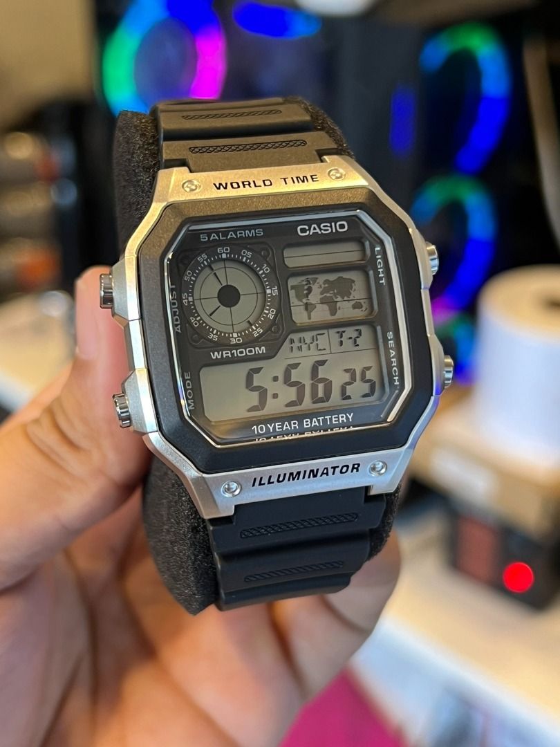 CASIO World Time Digital Resin Band Unisex Watch AE-1200WH-1C (US RELEASED), Luxury, Watches on ...