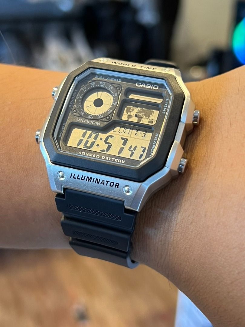 CASIO World Time Digital Resin Band Unisex Watch AE-1200WH-1C (US RELEASED), Luxury, Watches on ...