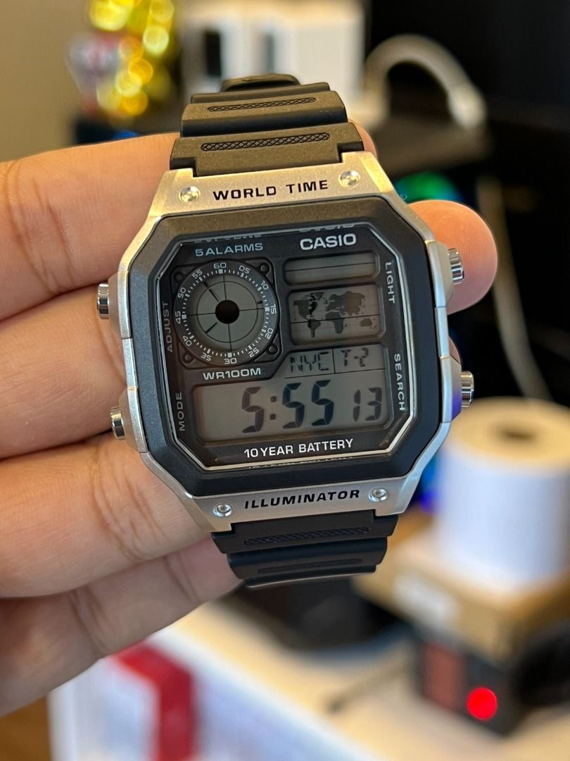 CASIO World Time Digital Resin Band Unisex Watch AE-1200WH-1C (US RELEASED), Luxury, Watches on ...