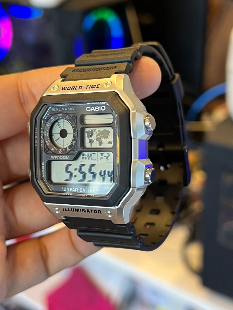 CASIO World Time Digital Resin Band Unisex Watch AE-1200WH-1C (US ...