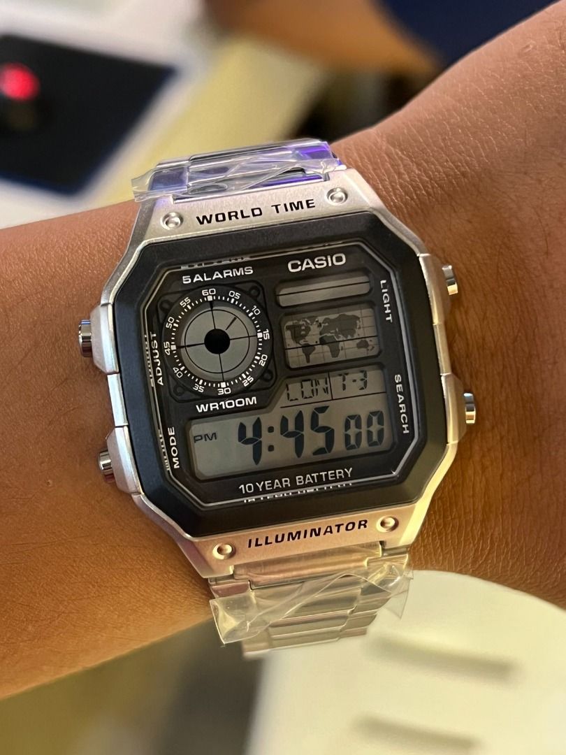 CASIO World Time Digital Stainless Steel Men's Watch AE-1200WHD-1AV, Men's Fashion, Watches ...