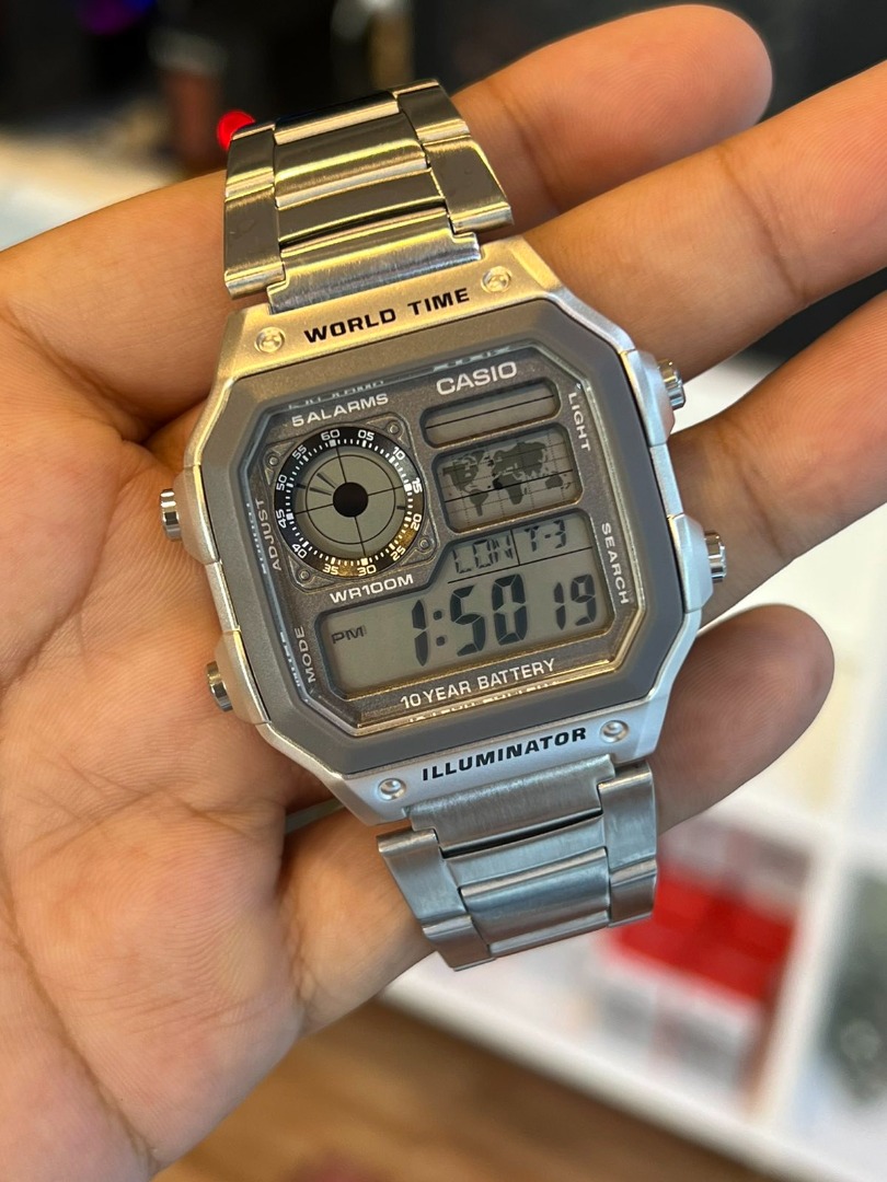 CASIO World Time Digital Stainless Steel Men's Watch AE-1200WHD-7AV ...