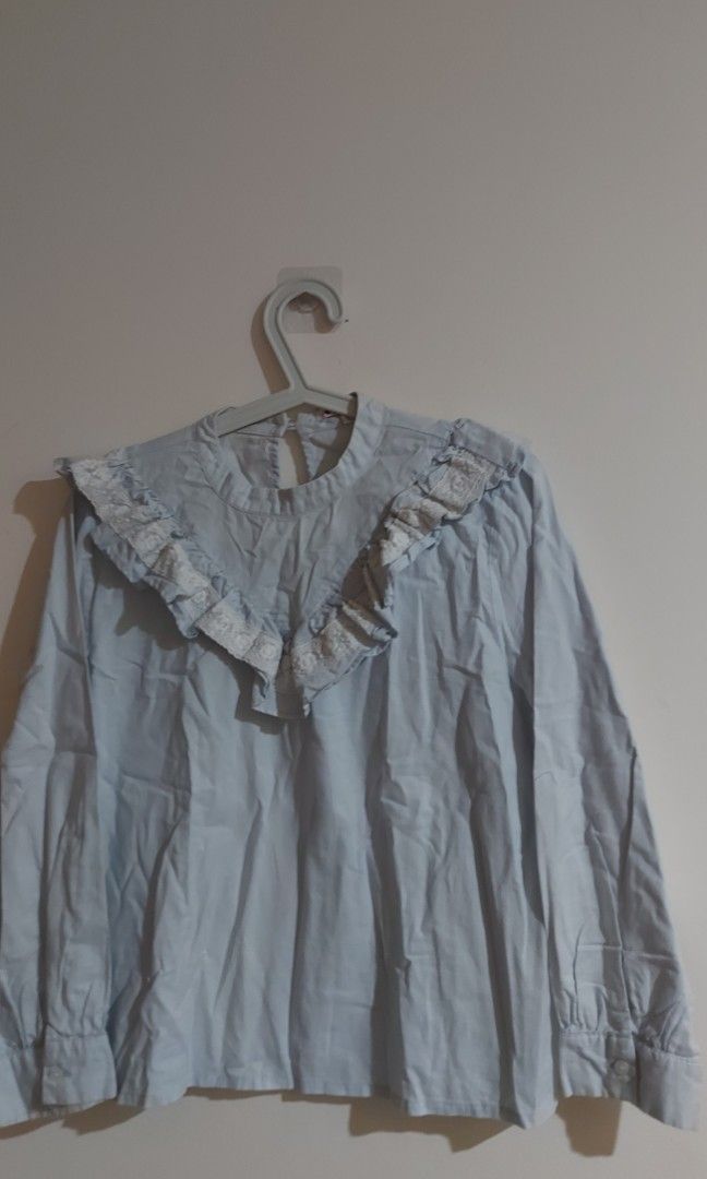 Colorbox Baby Blue Long Sleeves, Fesyen Wanita, Pakaian Wanita, Atasan ...