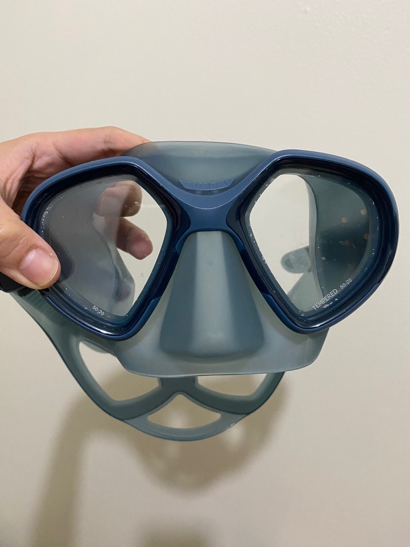 DECATHLON Freediving double lens tempered mask with snorkel silicone ...