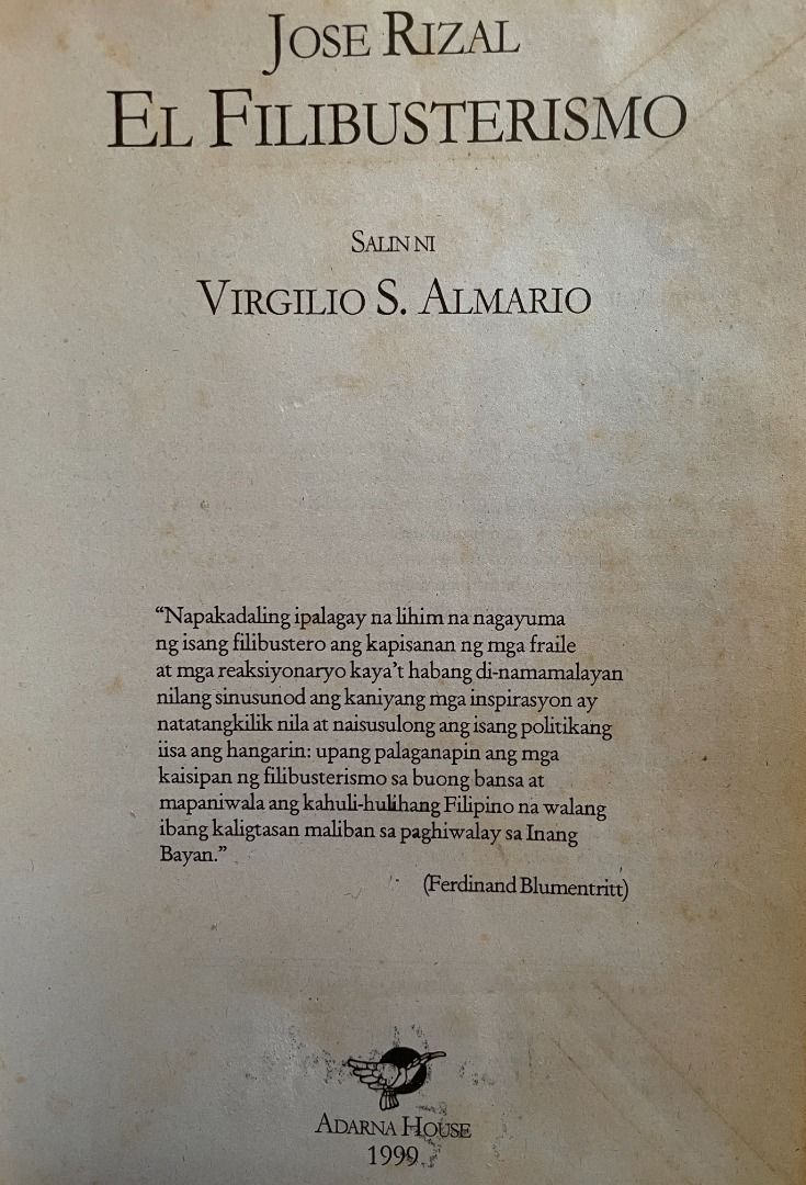 El Filibusterismo, Hobbies & Toys, Books & Magazines, Textbooks on ...