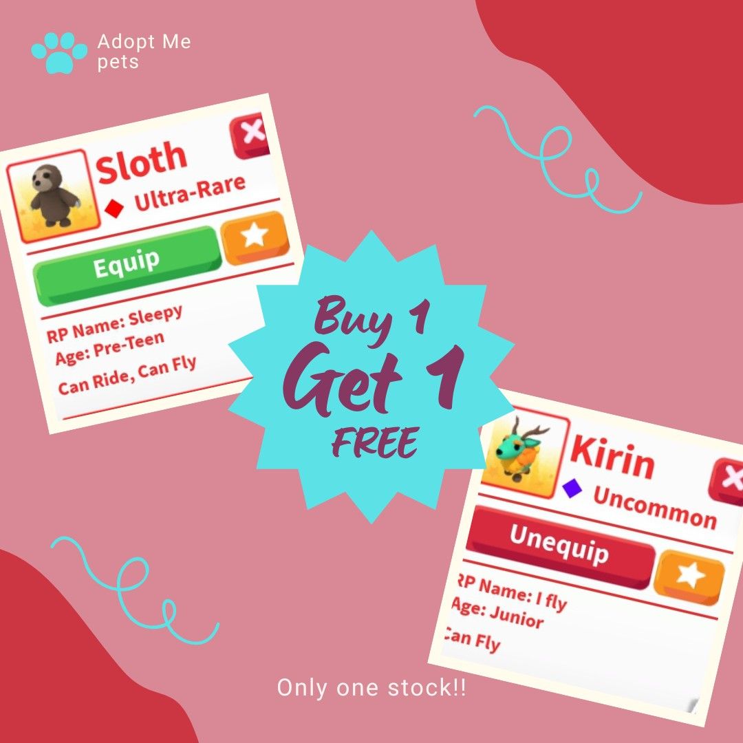 FR Sloth from adopt me for sale!! Buy the fr sloth, get an F Kirin for ...
