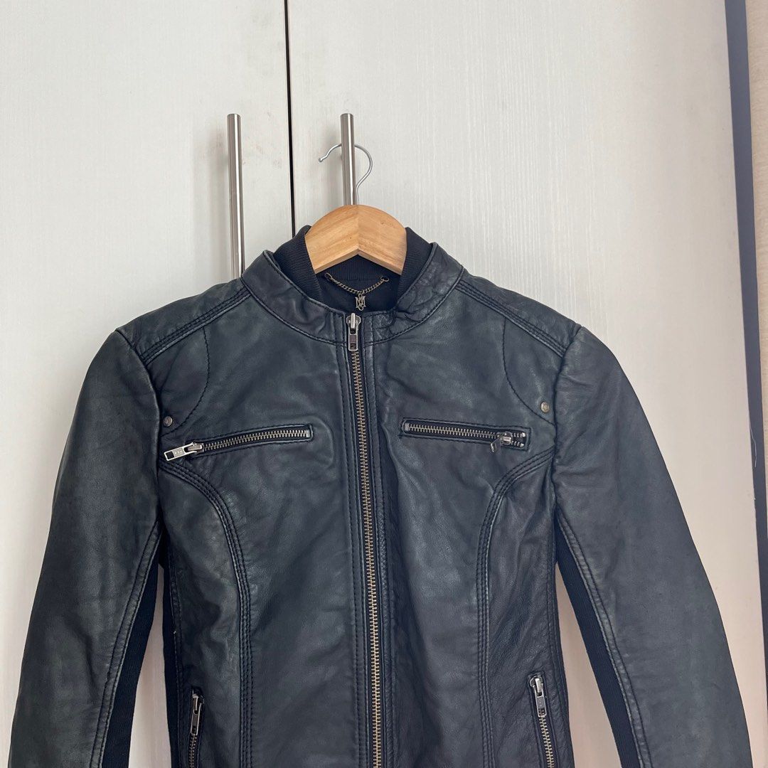 GENUINE LEATHER MANGO BIKER JACKET, Women's Fashion, Coats, Jackets and ...