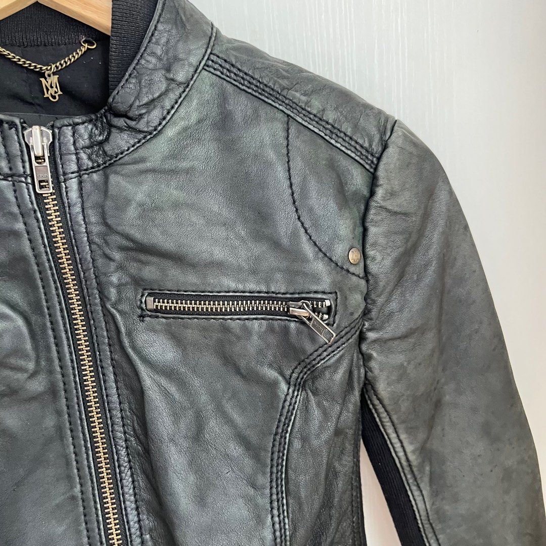 GENUINE LEATHER MANGO BIKER JACKET, Women's Fashion, Coats, Jackets and ...