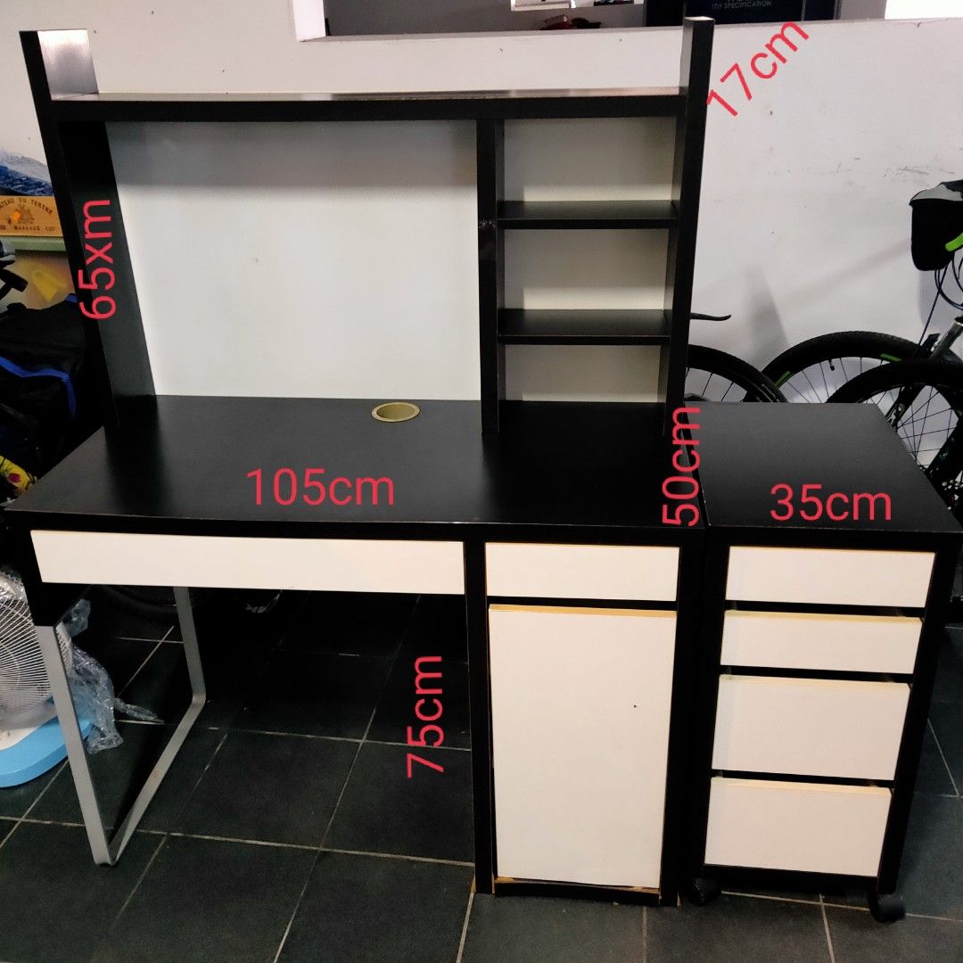 IKEA Study Table with side cabinet, Furniture & Home Living, Furniture ...