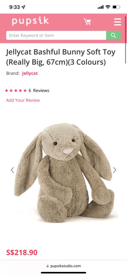 Jellycat Really Big Tulip Bashful Bunny - 67cm (Plush Toy / Soft Toy / Pink), Hobbies & Toys ...