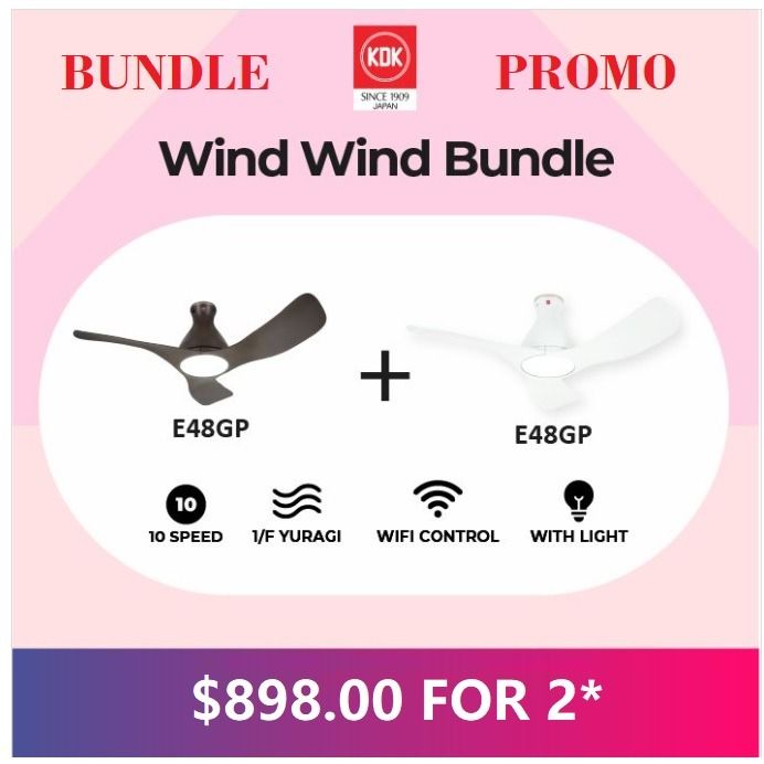 KDK E48GP Airy Ceiling Fan with LED Bundle Promotion, Furniture & Home ...