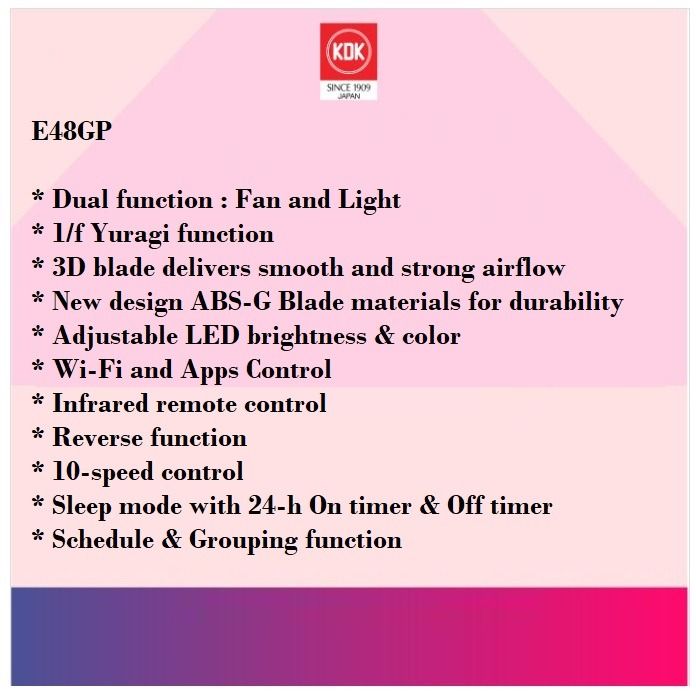 KDK E48GP Airy Ceiling Fan with LED Bundle Promotion, Furniture & Home ...