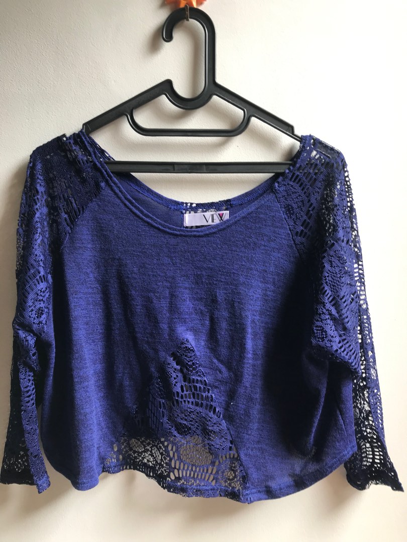 Lace Blue Top VIEW by Nevi Kusuma, Fesyen Wanita, Pakaian Wanita ...