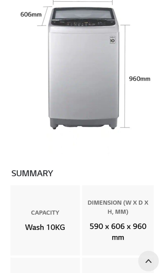 Lg 10kg top loading washing machine inverter, TV & Home Appliances ...