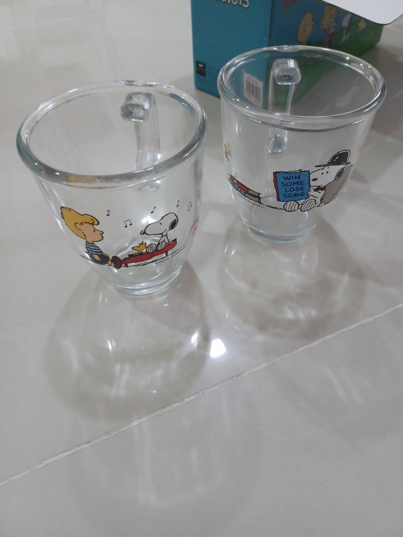 (Limited edition) Pyrex Peanuts Glass Cups, Furniture & Home Living ...