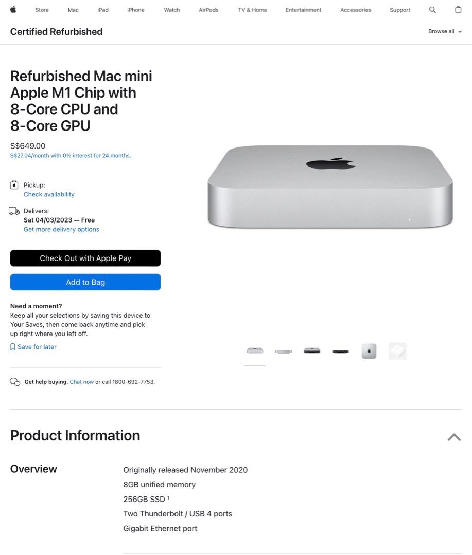 M1 Mac Mini (Apple Refurbished), Computers & Tech, Desktops on Carousell