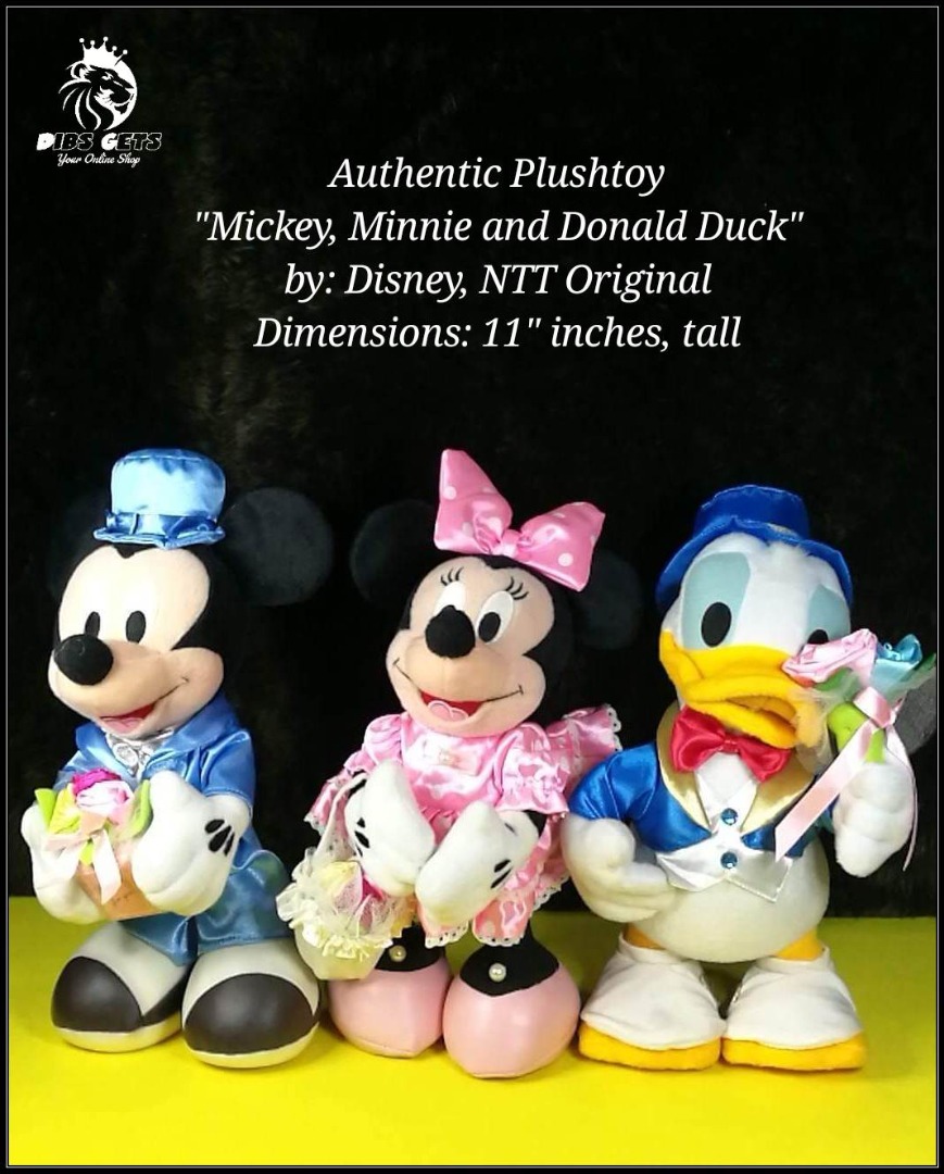 Mickey, Minnie and Donald Duck, Authentic Plushtoy on Carousell
