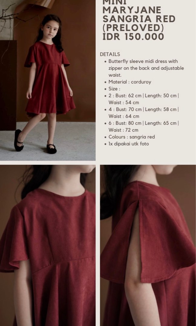 Mini mary jane Sangria Red Size 2 (Preloved), Bayi & Anak, Baju Anak Perempuan, 1 hingga 3 tahun ...