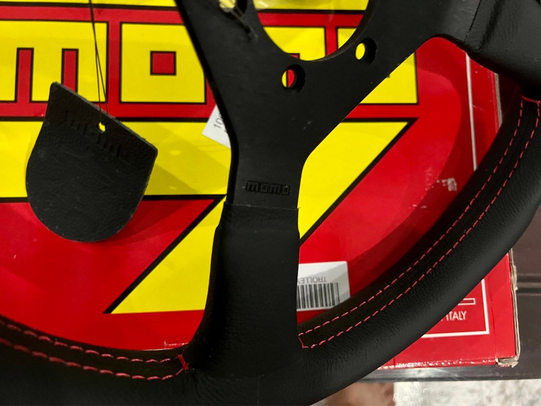 Momo 350mm Monte Carlo red stitch Steering wheel red horn, Car Accessories, Accessories on Carousell