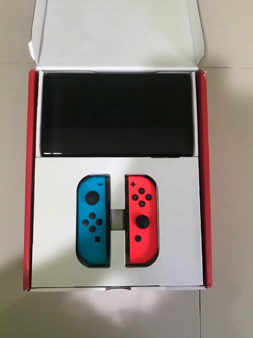 Nintendo Switch OLED Blue & Red Joycons FULL PACKAGE, Video Gaming ...
