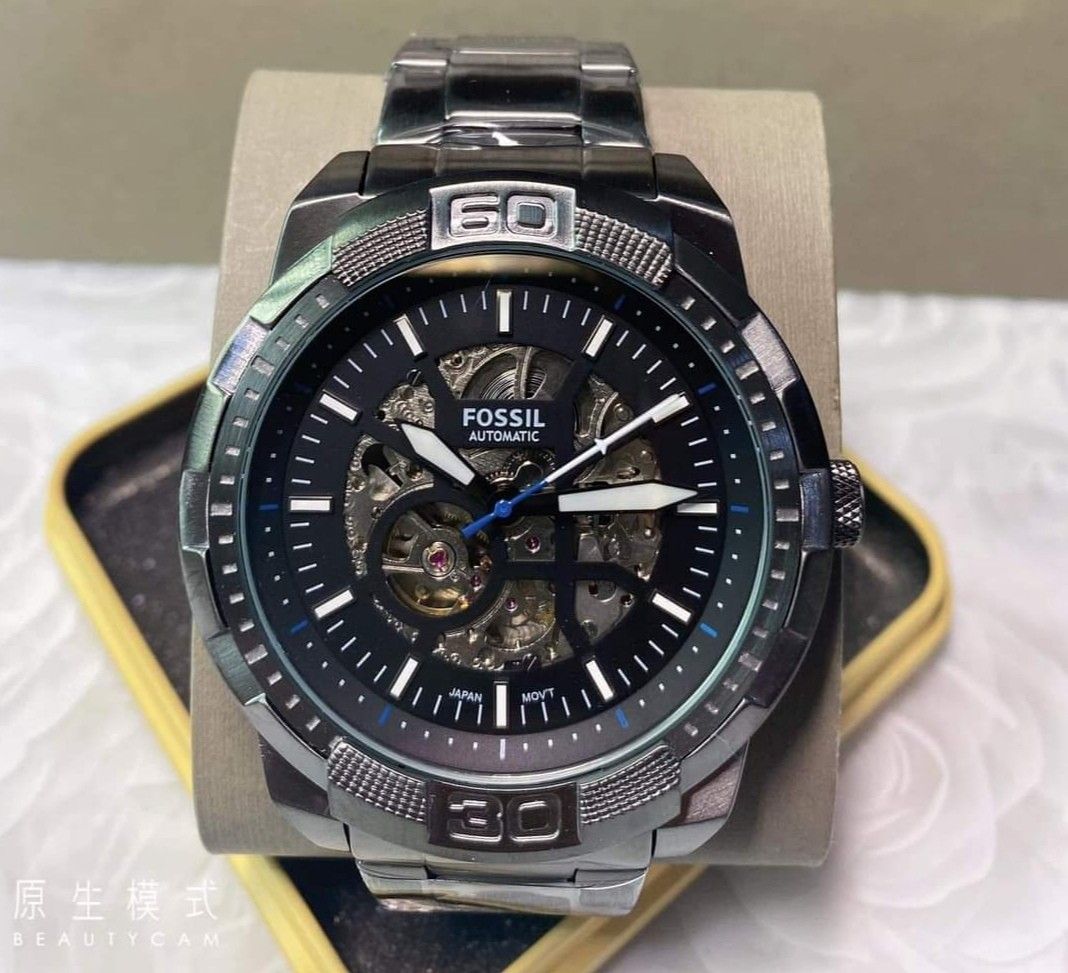 Original Fossil ME3218 Bronson Automatic Watch Smoke Gray, Men's ...