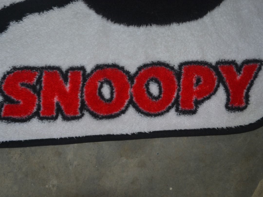 Peanuts Snoopy Fleece Floor Mat - White, Furniture & Home Living, Home ...