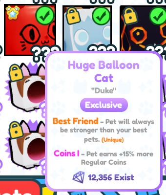 Pet Simulator X Huge Balloon Cat, Video Gaming, Gaming Accessories, In ...