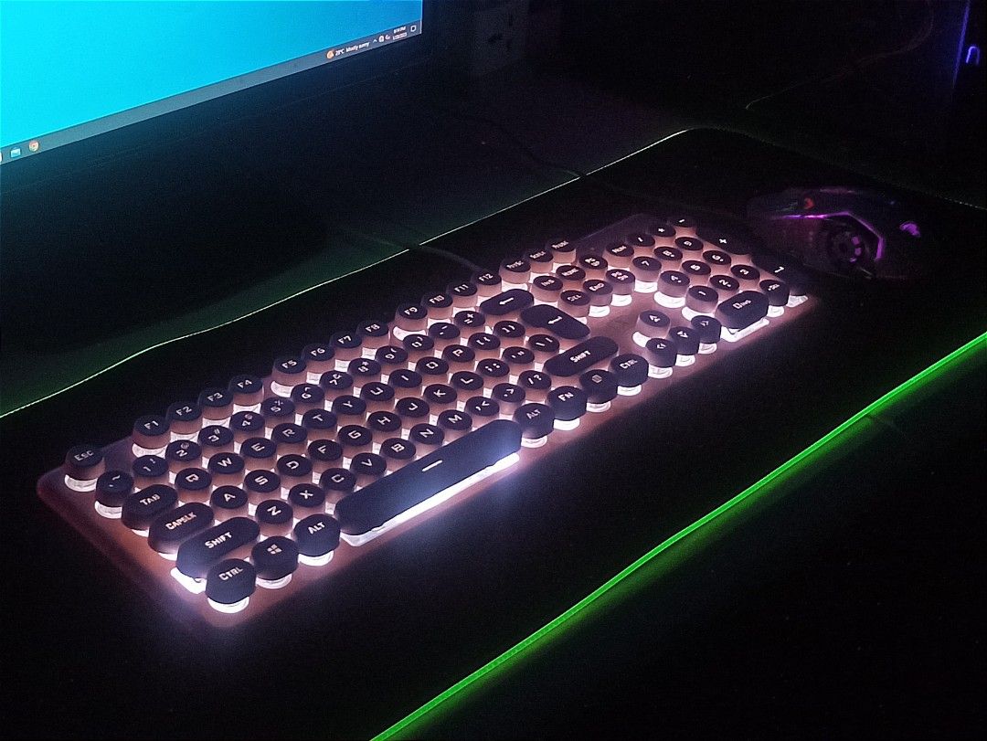 RUSH!!! Pink Cute White Backlight Keyboard with RGB Mouse Adjustable ...