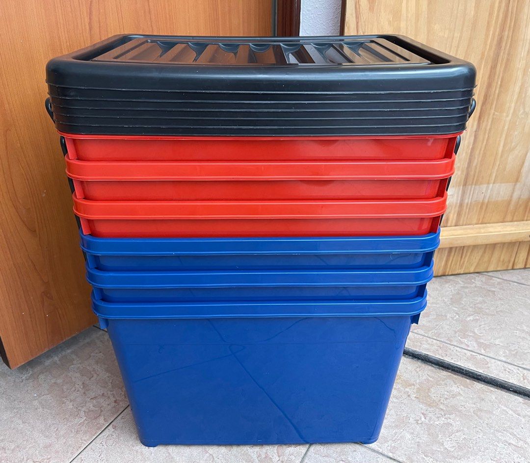 Plastic Storage Boxes with Cover, Furniture & Home Living, Home ...