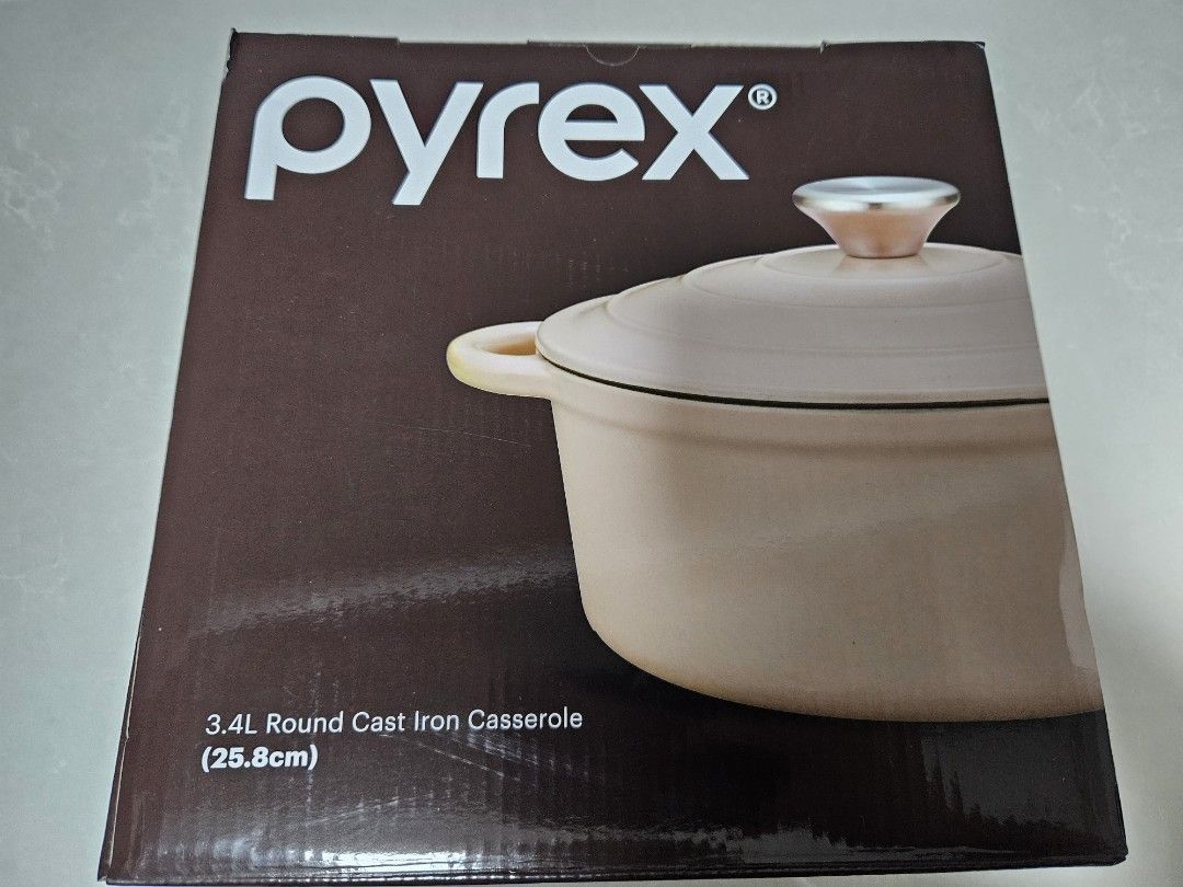 Pyrex 3.4L Round Cast Iron Casserole (Pot for all stove types), TV ...