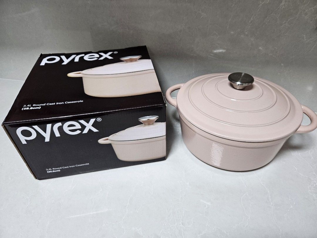 Pyrex 3.4L Round Cast Iron Casserole (Pot for all stove types), TV ...