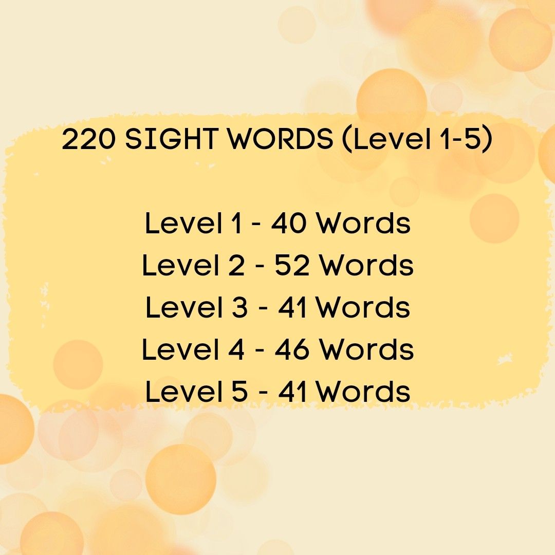 Sight Words with Sentence Level 1 to 5 |Educational Laminated Flash ...