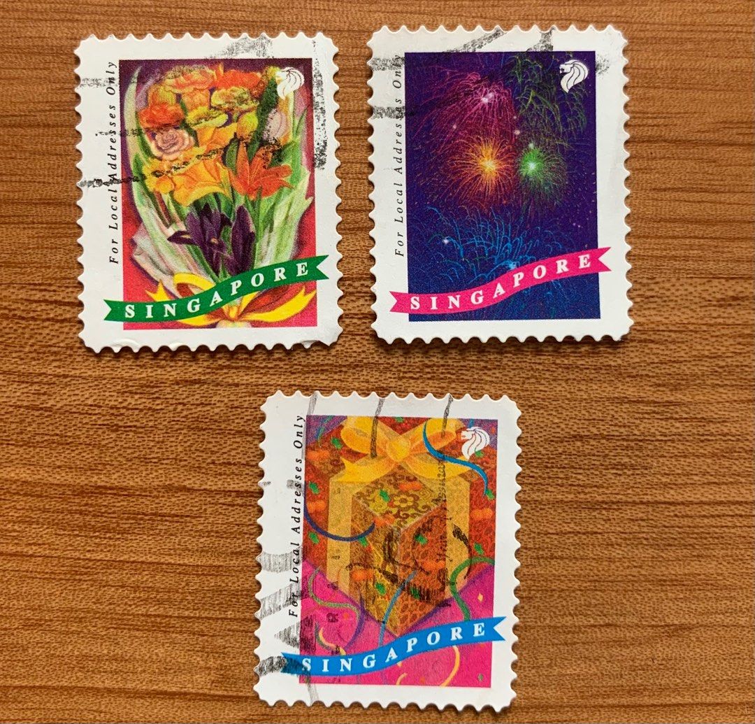 Singapore greetings stamps flowers, present, fireworks, Hobbies & Toys ...