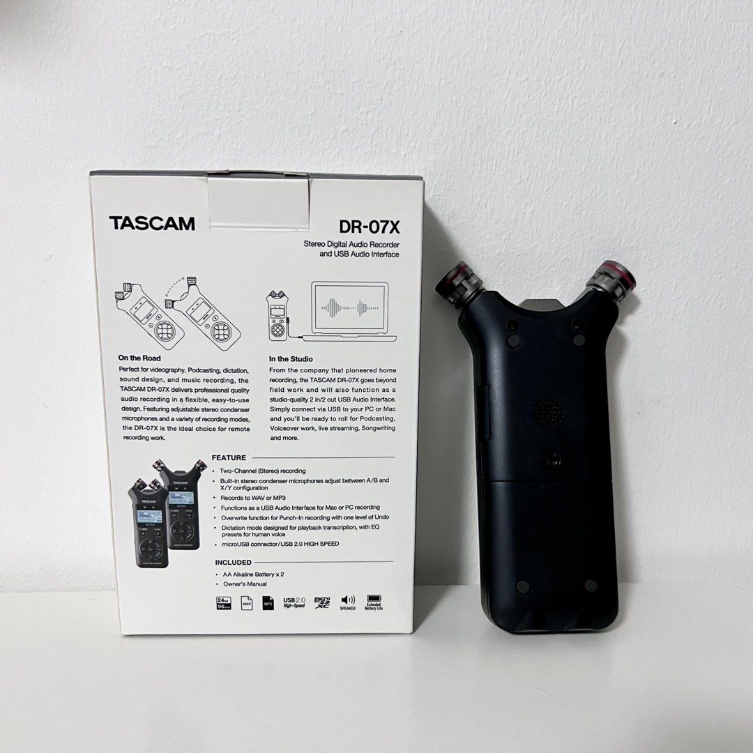 TASCAM DR-07X Stereo Linear PCM Recorder with USB Audio Interface Handy Recorder USB Microphone ...