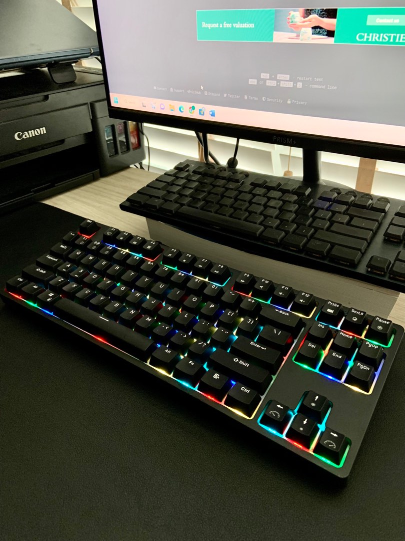 TKL 87% custom mechanical keyboard (Full black keycaps), Computers ...