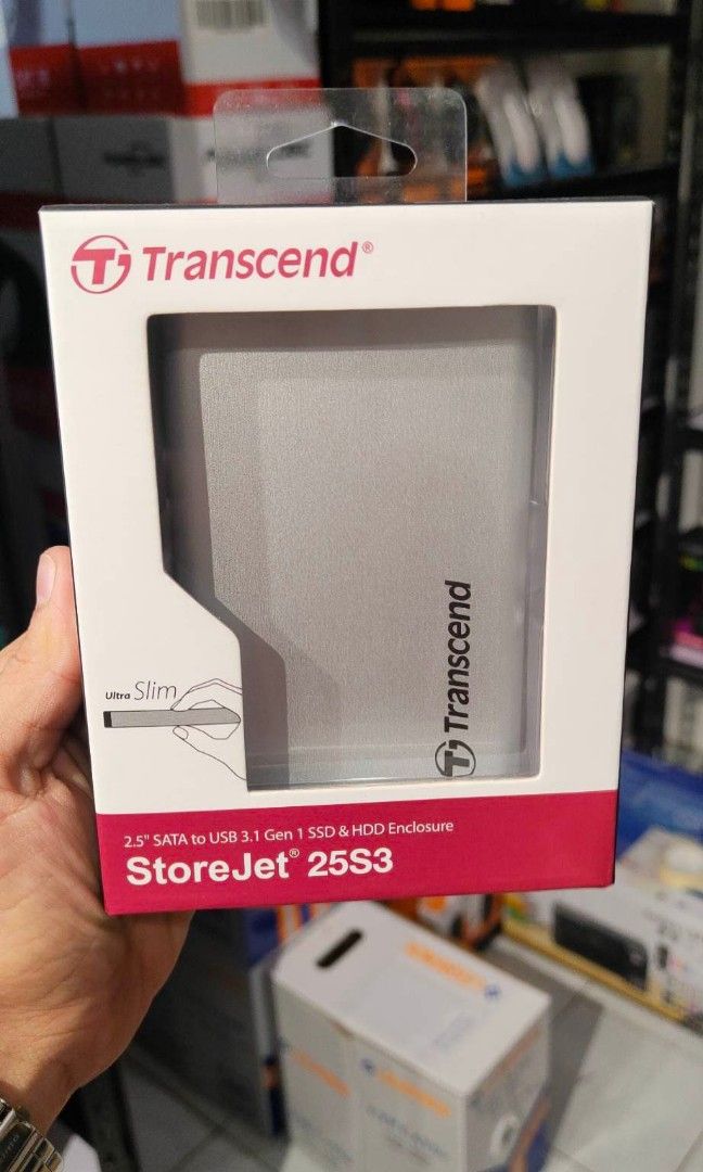 Transcend 2.5" Slim SATA HDD & SSD Enclosure USB 3.1 Gen 1 25S3 StoreJet TS0GSJ25S3 on Carousell