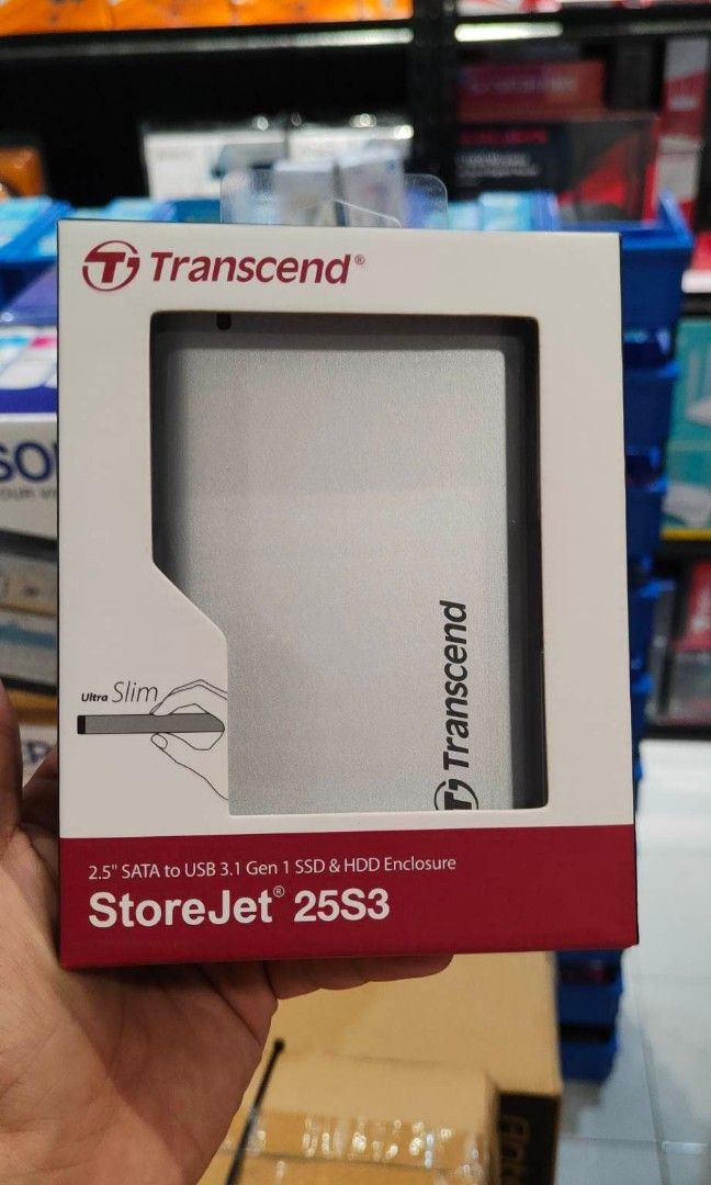 Transcend 2.5" Slim SATA HDD & SSD Enclosure USB 3.1 Gen 1 25S3 StoreJet TS0GSJ25S3 on Carousell