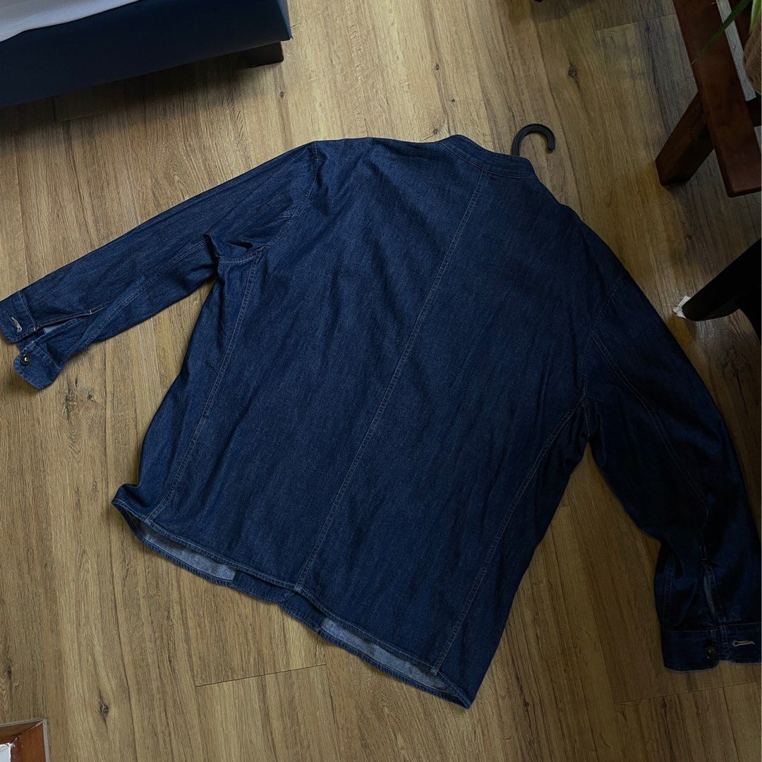 Uniqlo U Denim Mandarin Collar Jacket, Men's Fashion, Coats, Jackets ...