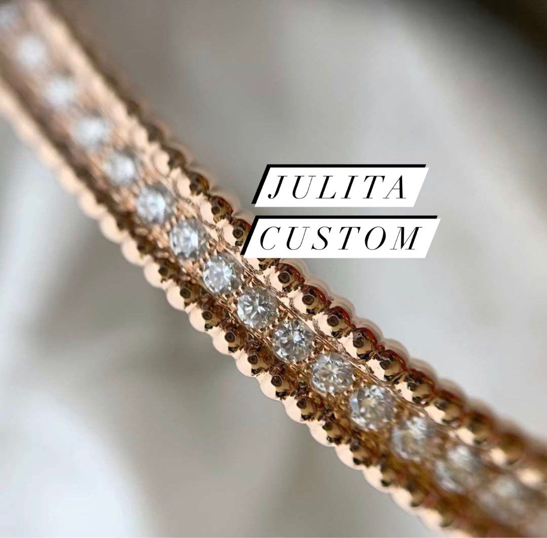 VCA Perlee Bangle diamond paved single row, Women's Fashion, Jewelry & Organisers, Bracelets on ...