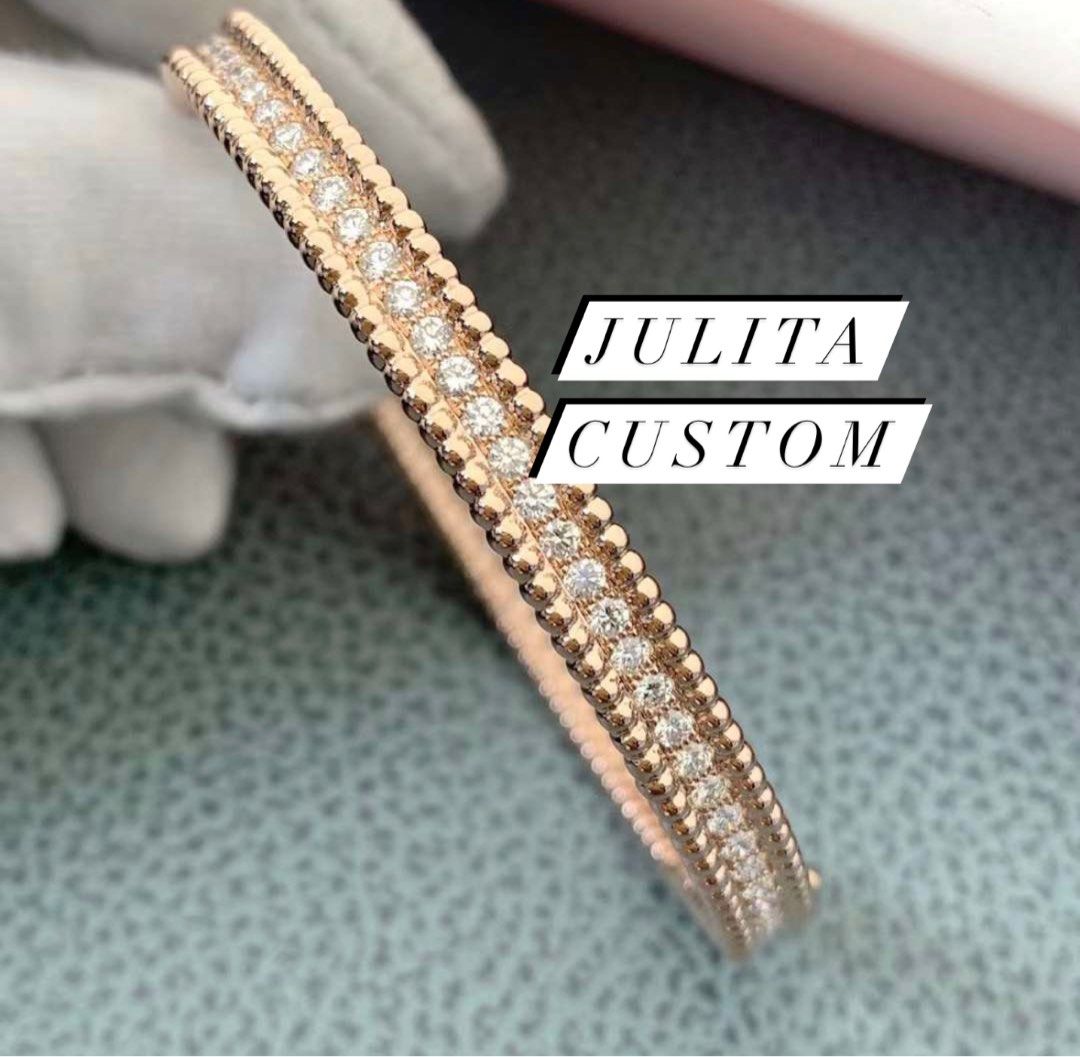 VCA Perlee Bangle diamond paved single row, Women's Fashion, Jewelry & Organisers, Bracelets on ...