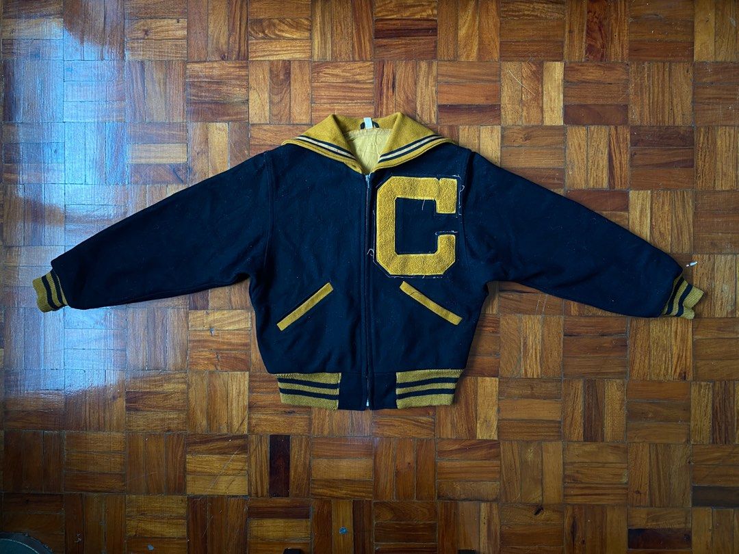 Vintage 70s Butwin Letterman Black and Yellow Varsity Jacket Talon Zip ...