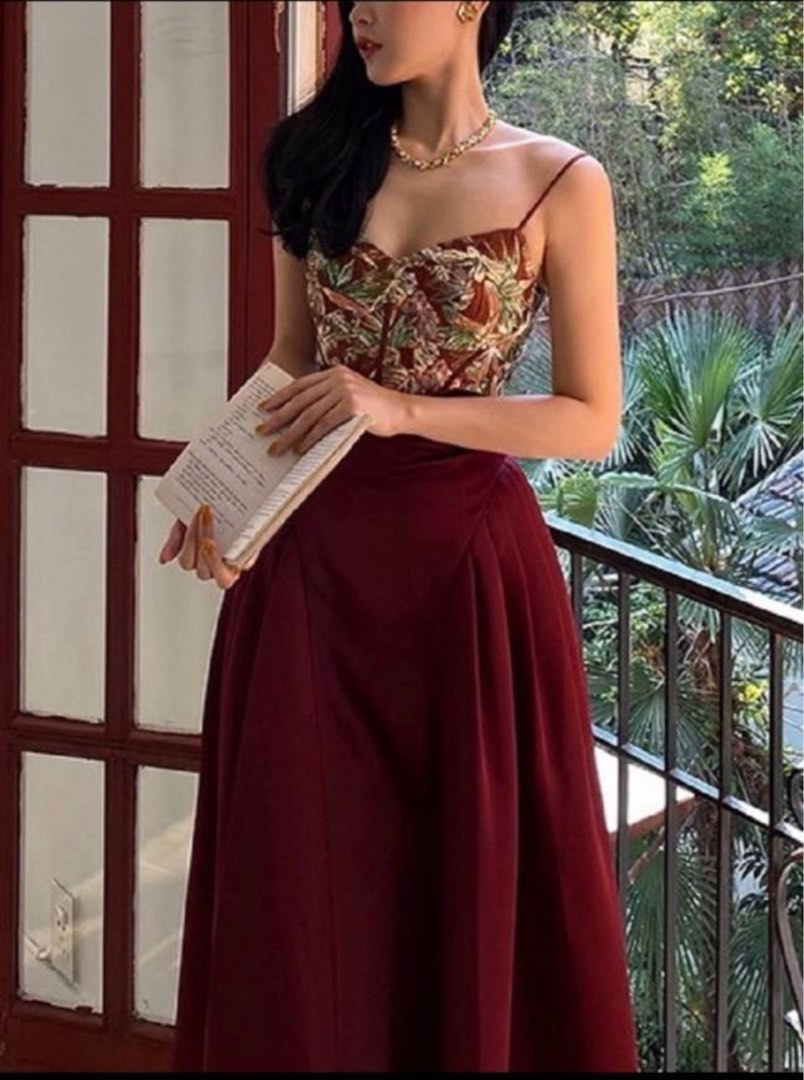 vintage red dress top and dress, Women's Fashion, Dresses & Sets ...