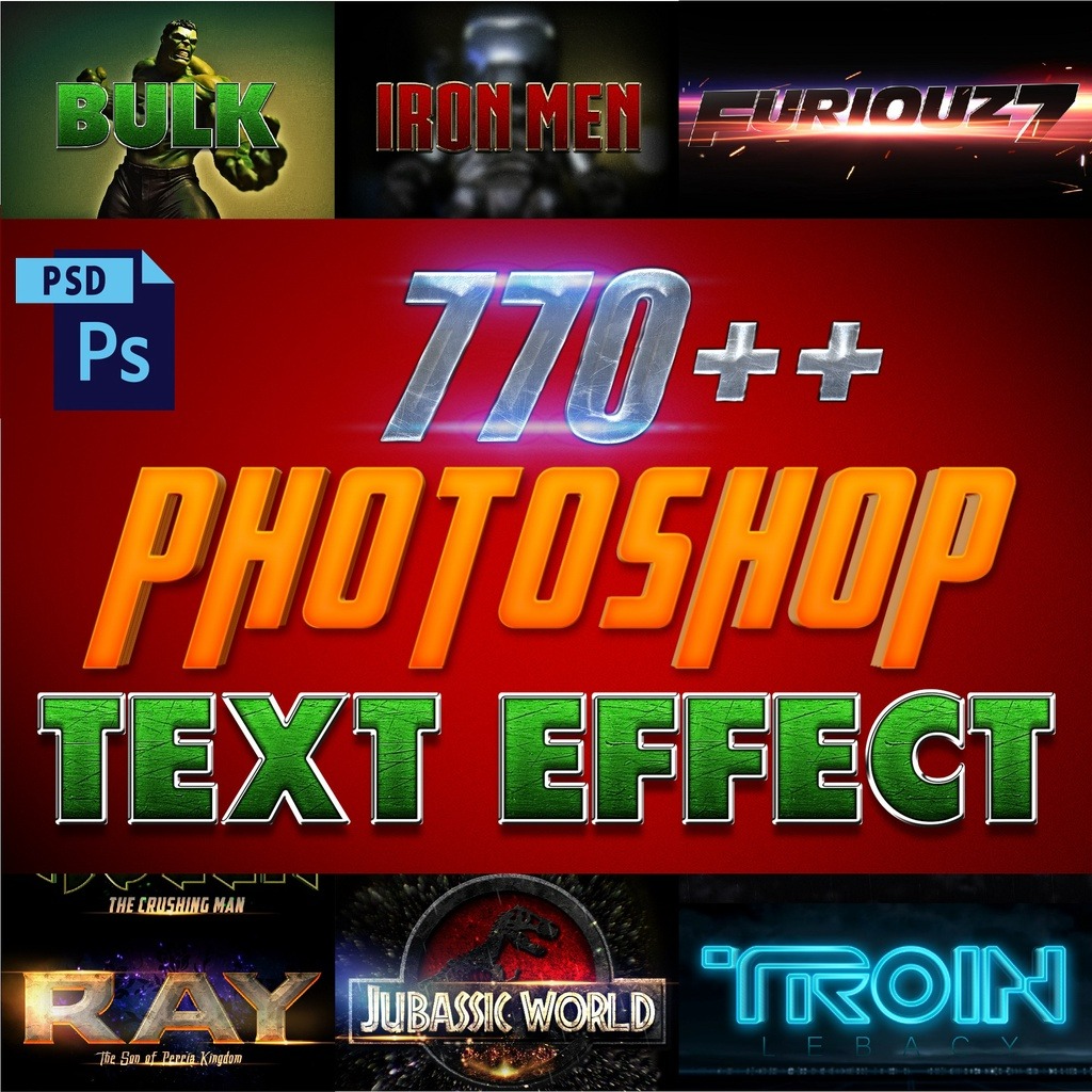 770+ Set Photoshop Text Effects Bundle Title Poster PSD Font Editable ...