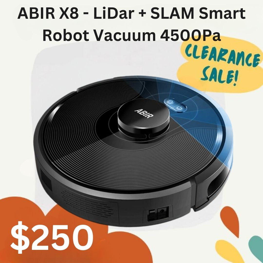 [ STOCK CLEARANCE ] ABIR X8 LiDar + SLAM Smart Robot Vacuum 4500Pa 3-In-1 Sweep & Mop ...