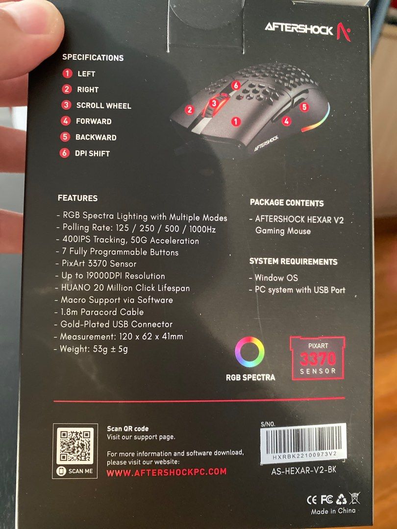 AFTERSHOCK Hexar Gaming Mouse v2, Computers & Tech, Parts & Accessories ...