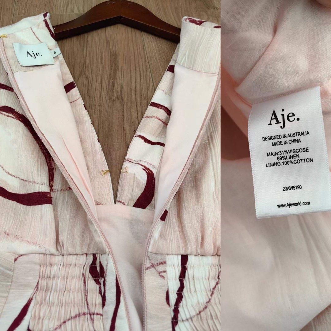 Aje Amelia Plunge Mini Dress in Blush Pink, Whimsical Dove, Women's Fashion, Dresses & Sets ...