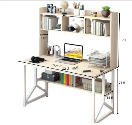 Alexey Scandinavian Study table with Book Rack/ Space-Saving ...